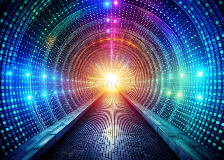 Dive into the Binary Code Tunnel a Futuristic Visualization of Digital Data Flow and Its Path To ...