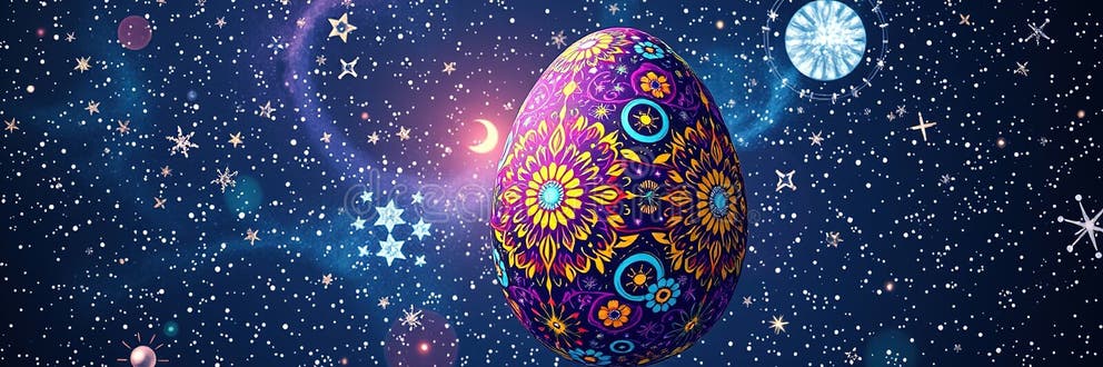 A Cosmic Easter Egg Starry Sky Illustration a Breathtaking Dreamy ...