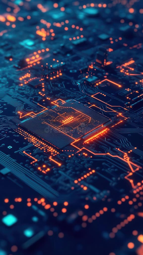 Dive into Circuit Board, an Abstract View of Technology, Electronics Concept Stock Illustration ...