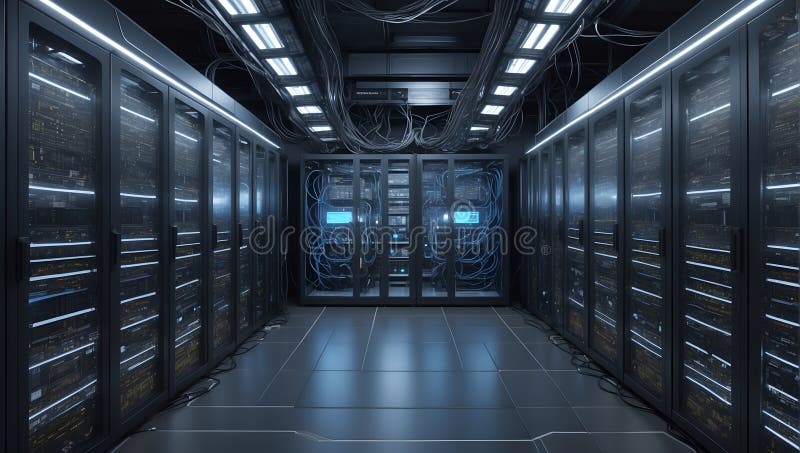 Cognitive Circuitry: a Visual Tapestry of AI and Servers. AI Generate ...