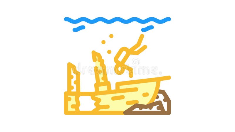 Dive Course for Sunken Objects Color Icon Animation Stock Video - Video ...