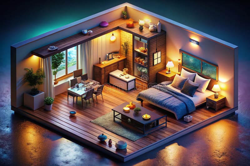 Explore a Stunning Isometric Home Interior Detailed Rooms Architectural ...