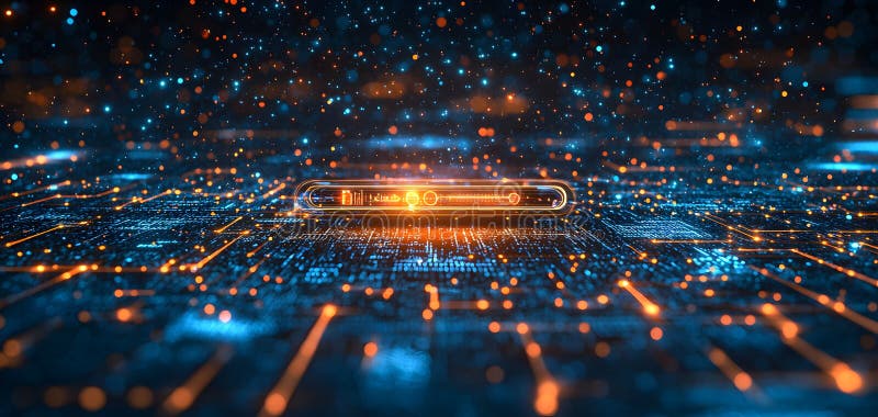 Dive into the Digital Realm: a Glowing Search Bar Shimmering in a ...