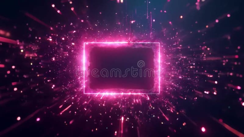 Futuristic Portal, Glowing Data Stream with Neon Frame Animation Stock ...