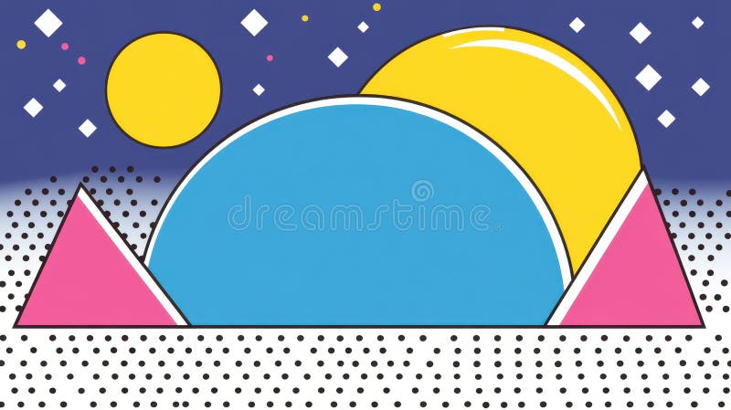 Dive into a Fun S Retro Vibe Bright Colors and Sharp Shapes Create a ...