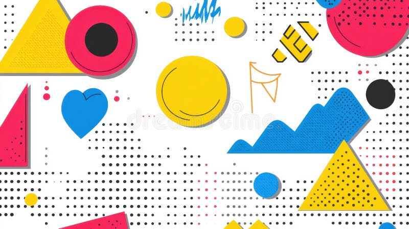 Dive into a Fun S Retro Vibe Bright Colors and Sharp Shapes Create a ...