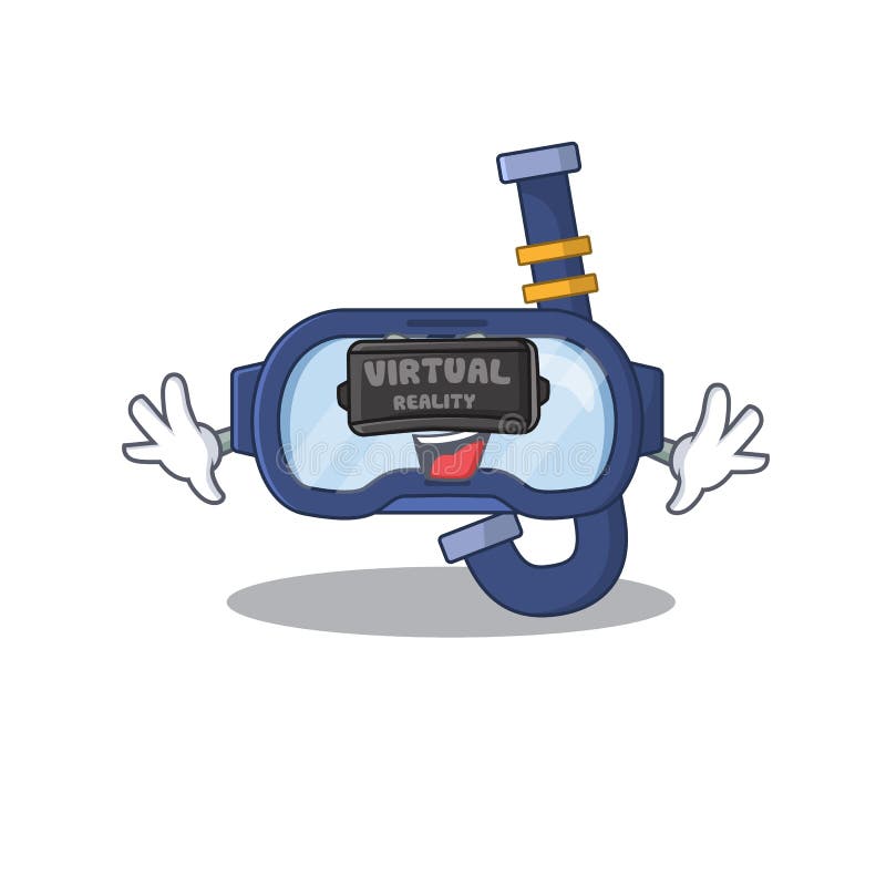 Dive Glasses Cartoon Image Play a Game with Virtual Reality Headset ...