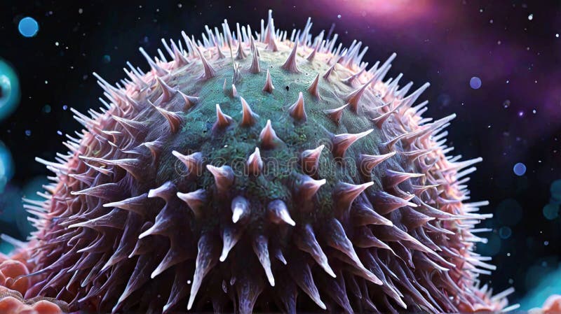 Spiky Cell: a Detailed Microscopic Visualization in Vibrant Hues Stock ...