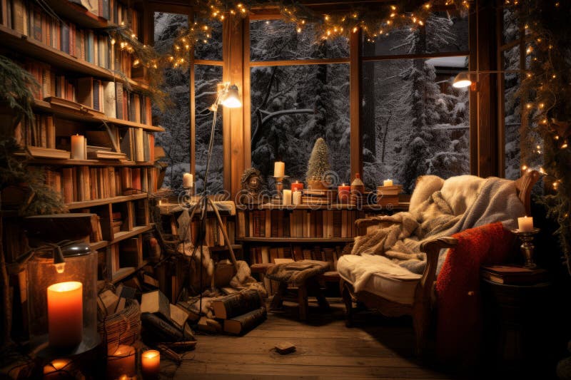 Cozy Winter Reading - Generative AI Stock Illustration - Illustration ...