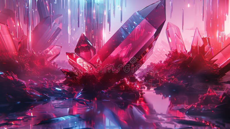 Abstract Crystal Landscape in Vibrant Colors Stock Illustration ...