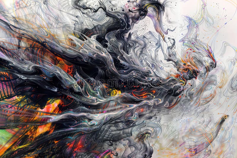 Dynamic Digital Art with Vibrant Colors and Intricate Patterns, Evoking ...