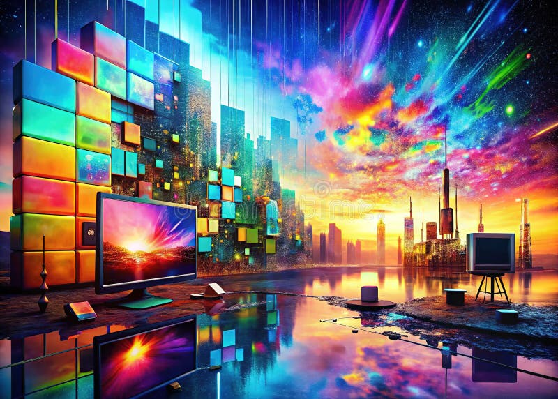 Immersive Visual Distortion a Glitching Pixelated Abstract Poster for ...