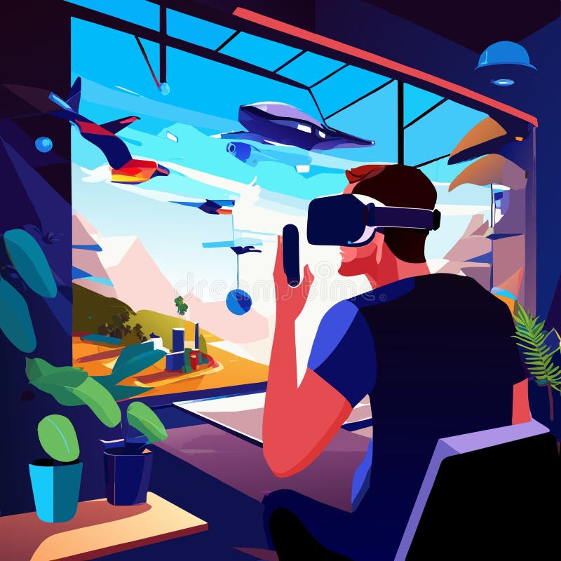 Vector Vortex: Diving into VR Realms Stock Illustration - Illustration ...