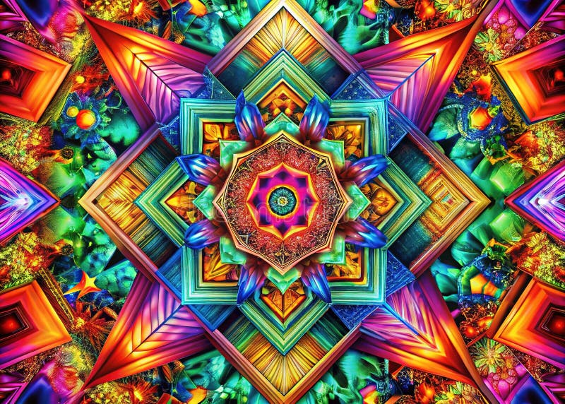A Vibrant Exploration of Psychedelic Geometry a Stunning Macro Collage ...