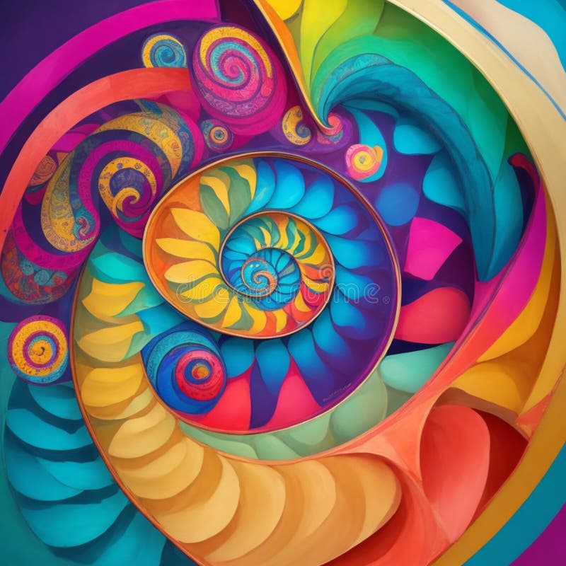 Vivid Spiral Design Infused with Color - AI Generated Stock ...