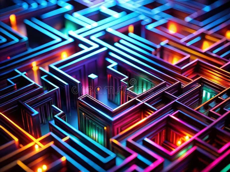 Intricate Neon Maze on Dark Wallpaper a Stunning TiltShift Perspective ...