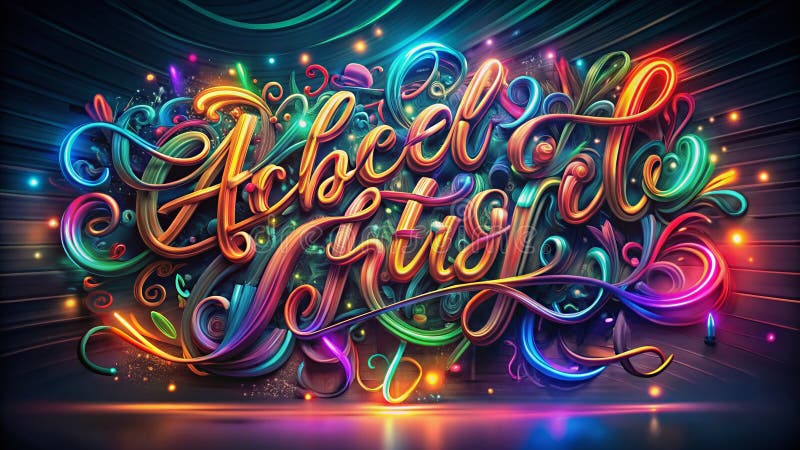 Immersive 3D Abstract Art a Surreal Exploration of Brush Cursive Script ...
