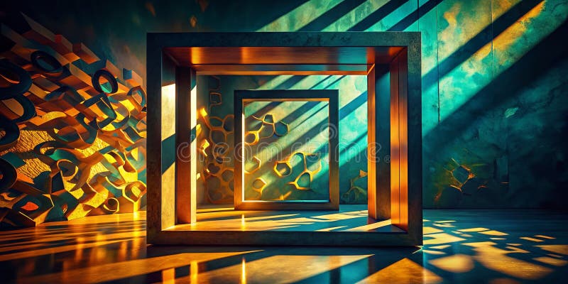 Enigmatic Shadow Dance Abstract Geometric Square Embraces Surreal ...