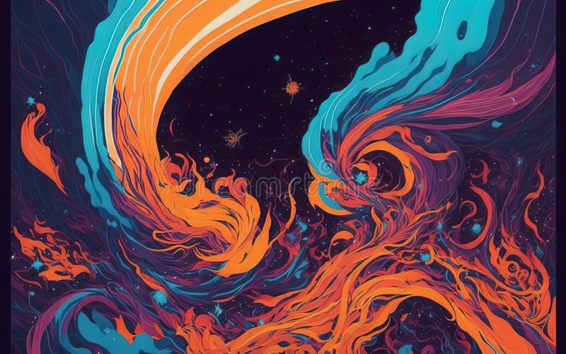 Neon Nexus: a Hypnotic Fusion of Abstract Realms Stock Illustration ...