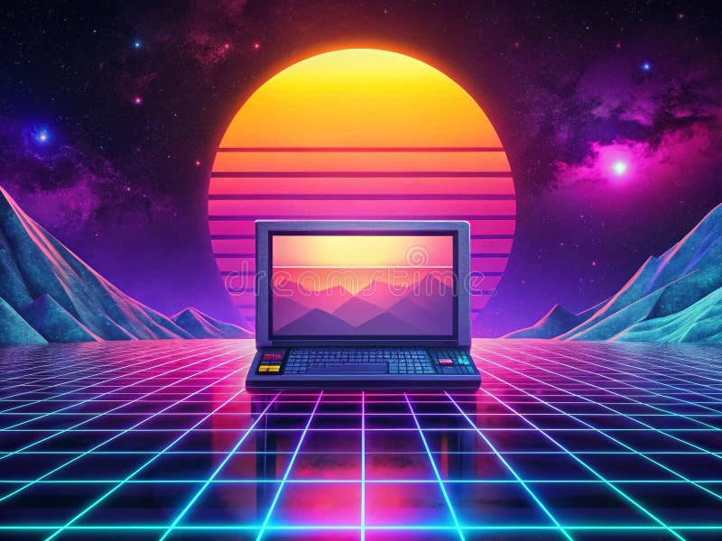 Dive into a Nostalgic Digital Realm Explore a Retro Vaporwave Computer ...
