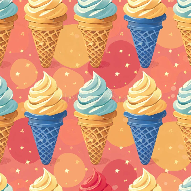 Colorful Ice Cream Cones Pattern. Stock Illustration - Illustration of ...