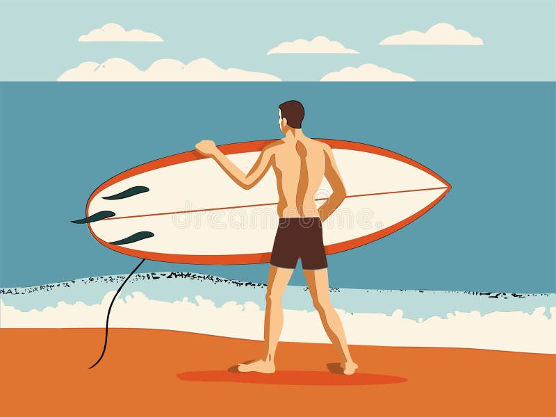 Man Going Surfing stock vector. Illustration of clean - 319933887