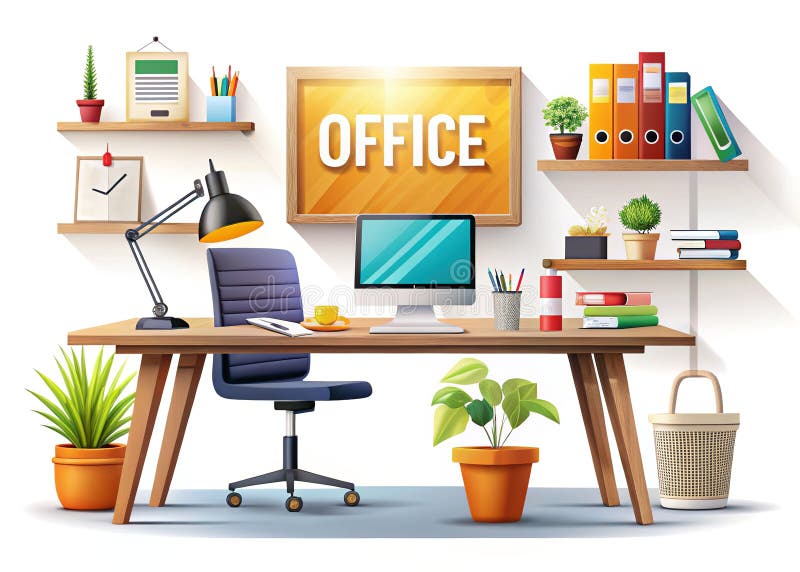 A Striking Abstract Office Desk Scene Sharp Colors Professional ...