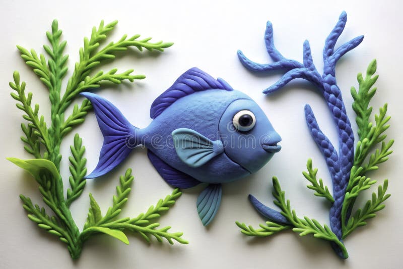 Colorful Plasticine Blue Fish and Seaweed: a Fun and Educational Marine ...