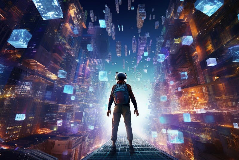 Dive into a Virtual Reality Metropolis Where Stock Illustration ...