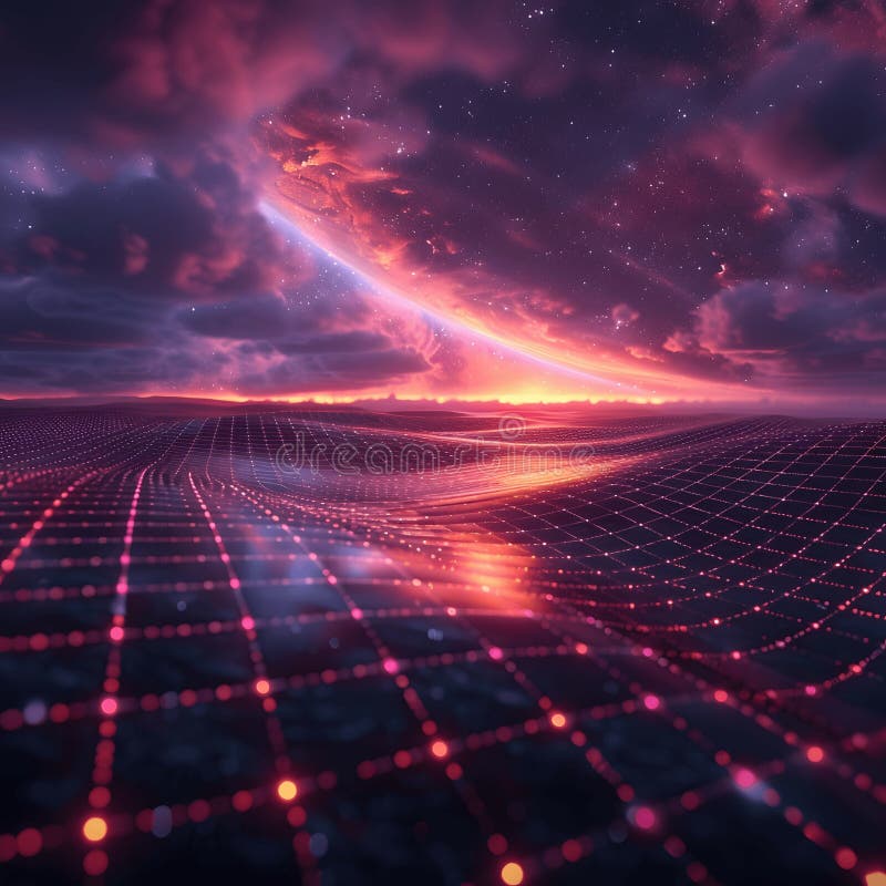 VR Landscapes, Enriched with Purple Glow. Stock Illustration ...