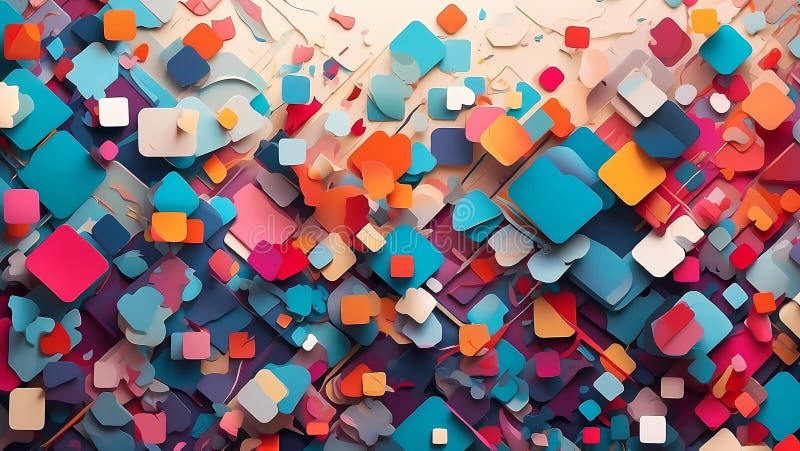 Abstract Background with Colorful Geometric Shapes. Playful Fusion of ...