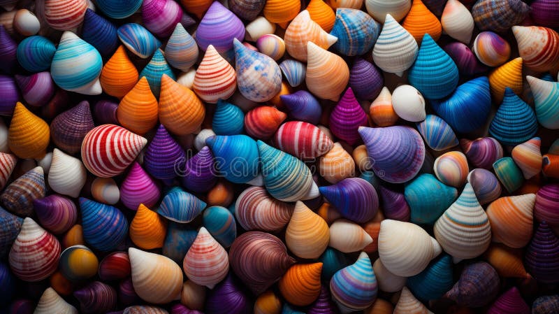 Dive into a World of Artistic Seashells with Vibrant Colors, Flat ...