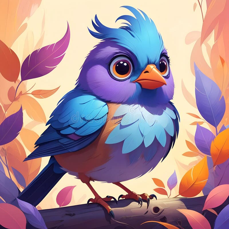 Colorful Cute Bird, Cartoon Illustration - Generated with Artificial ...