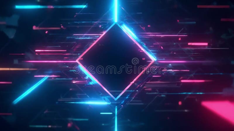 Cybernetic Diamond, High-Tech Animated Background with Glowing Neon ...