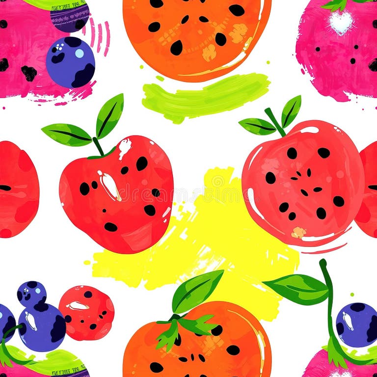 Vibrant Abstract Fruit Patterns Painterly Smudges Create a Bold and ...