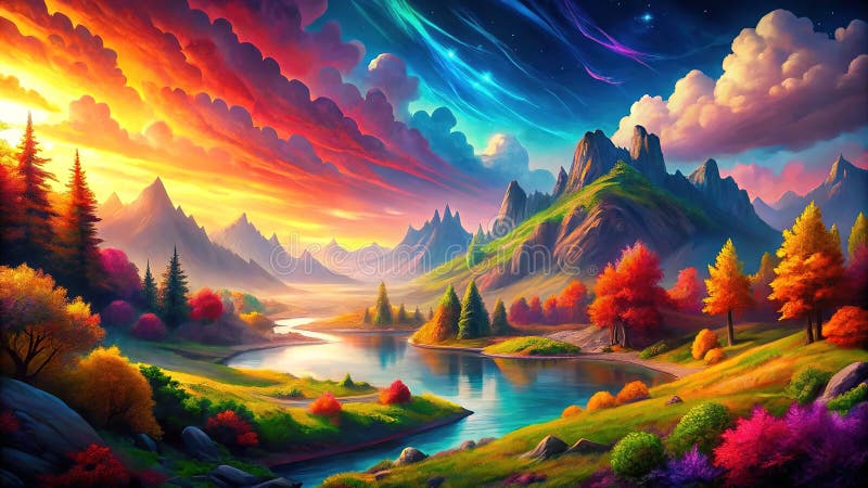 A Vibrant Abstract Landscape a Stunning Digital Art Piece for Your ...