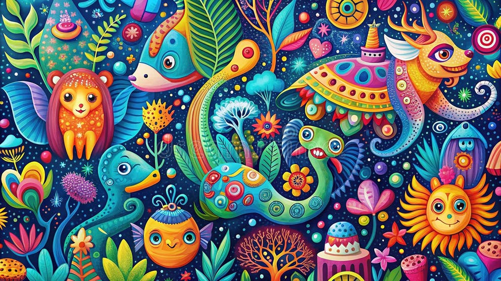 A Whimsical Exploration of Colorful Interactions Stunning Visuals ...