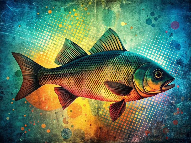 Vintage Fish Silhouette Collage Elements Retro Halftone Graphics for ...