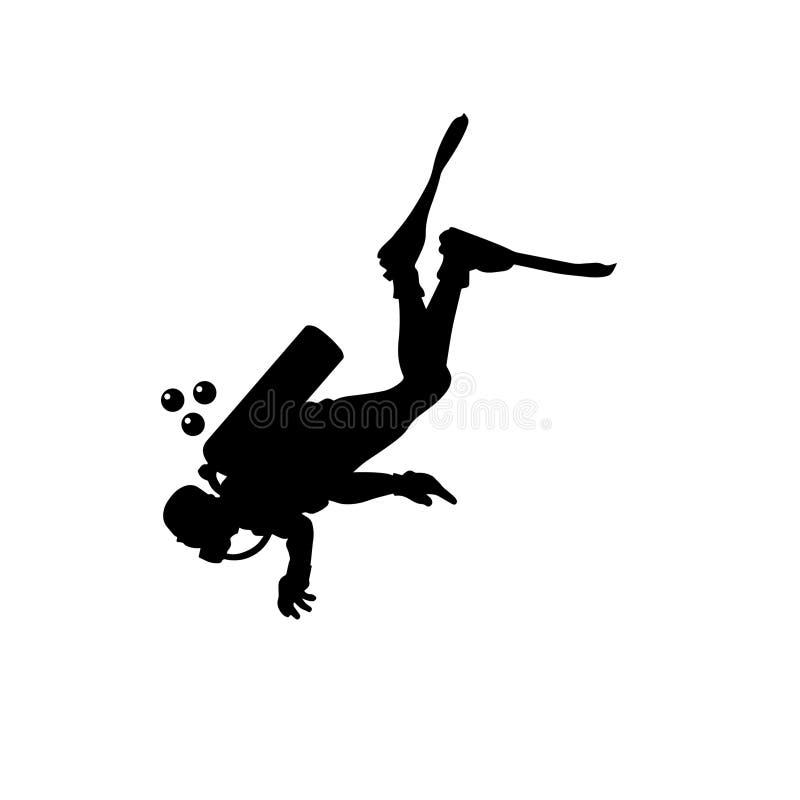 Diver black silhouette stock illustration. Illustration of wetsuit ...