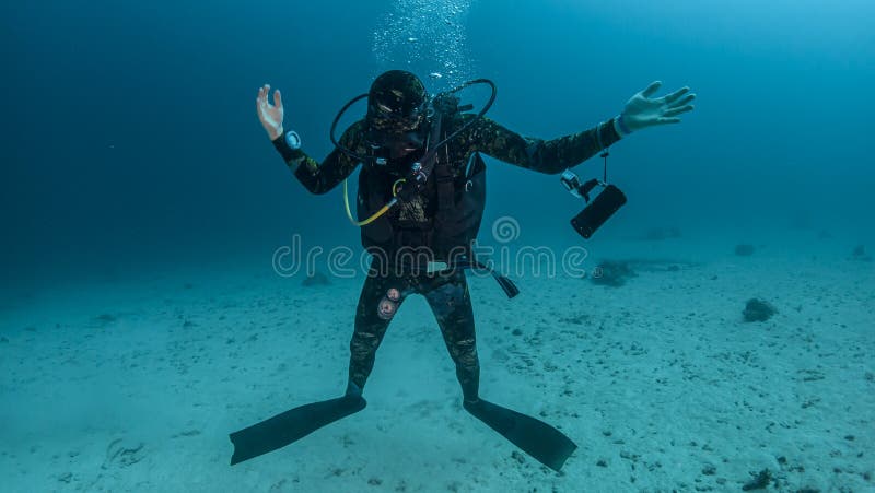 Diver at the Bottom of the Red Sea Stock Photo - Image of asia, lies ...