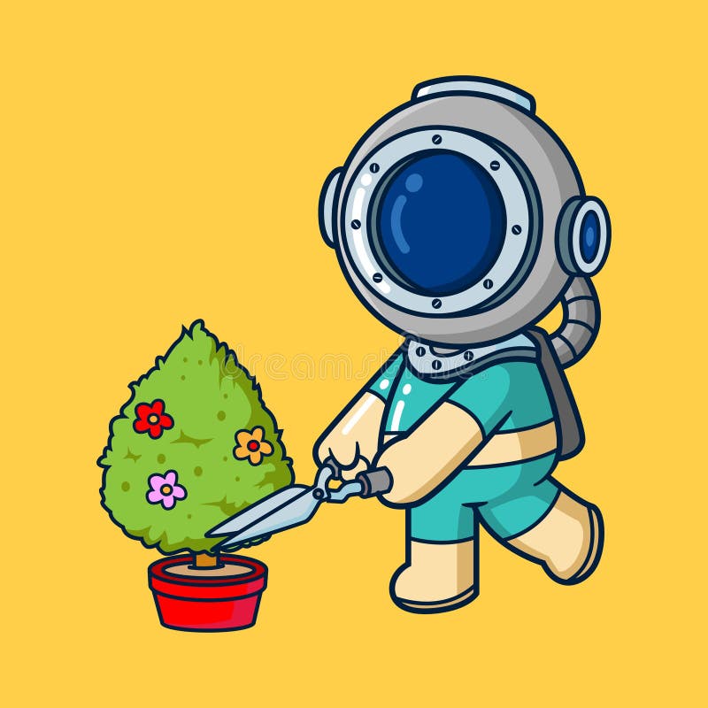 Diver Carry Out the Activity of Cutting Plants Using Large Garden ...