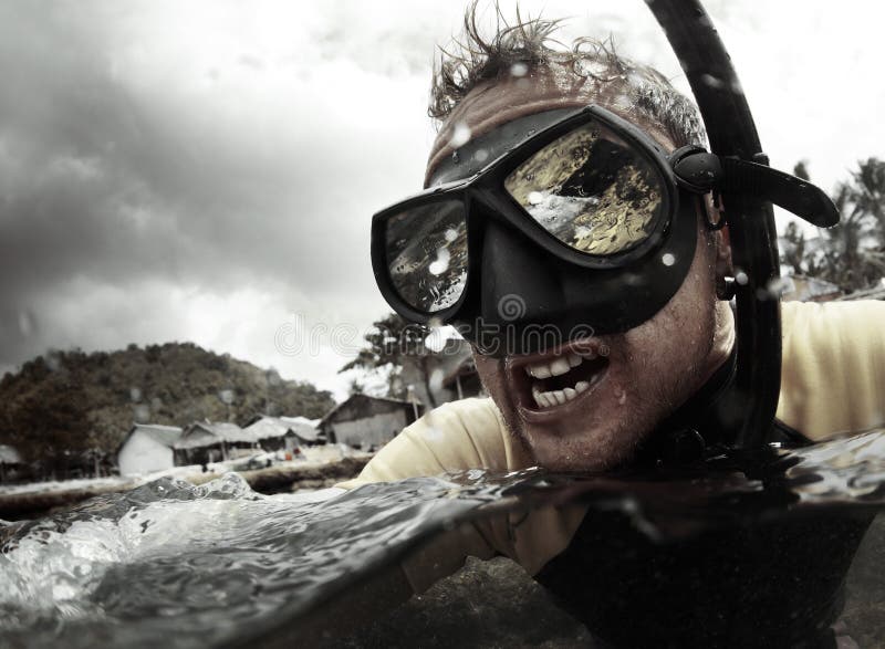 Diver stock photo. Image of sand, mask, sunlight, outdoor - 17579324