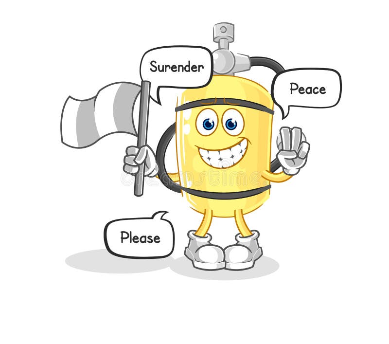 Diver Cylinder Hold Surrender Flag Mascot. Cartoon Vector Stock Vector ...