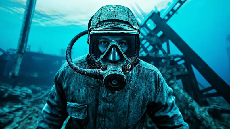 Diver Discovers Underwater Shipwreck Adventure Generative AI Stock ...