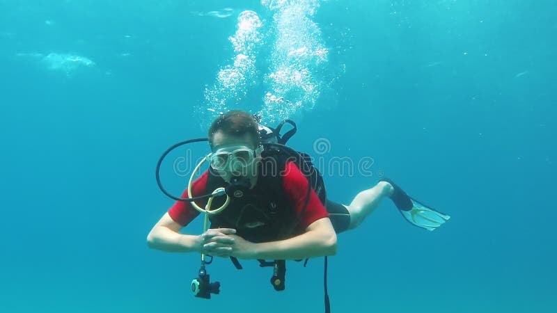 Diver Diving Hand Shows Sign Okay Stock Footage - Video of sports ...