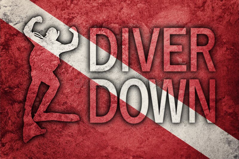 Diver Down Flag, Diver Silhouette, Vintage Style Scuba Flag Image stock ...