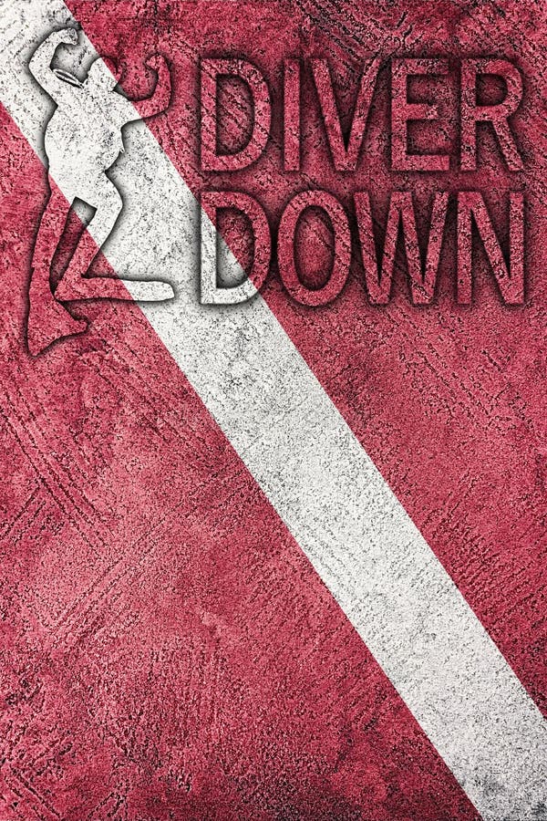 Diver Down Flag, Diver Silhouette, Vintage Style Scuba Flag Stock Image ...