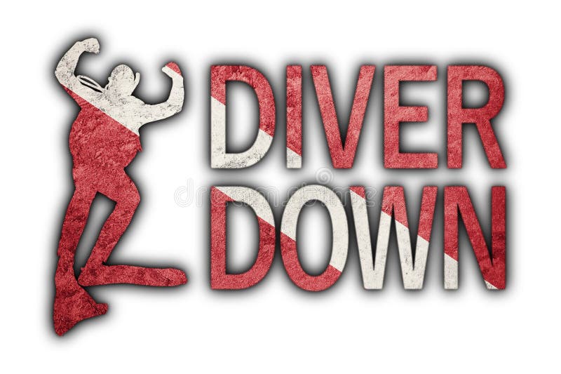 Diver Down Flag, Diver Silhouette, Vintage Style Stock Illustration - Illustration of warning ...