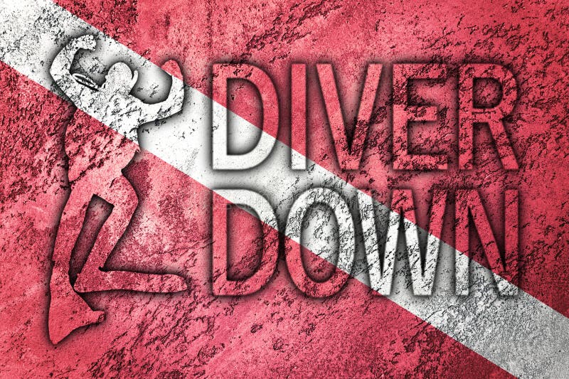 Diver Down Flag, Diver Silhouette, Vintage Style Stock Illustration - Illustration of buoy ...