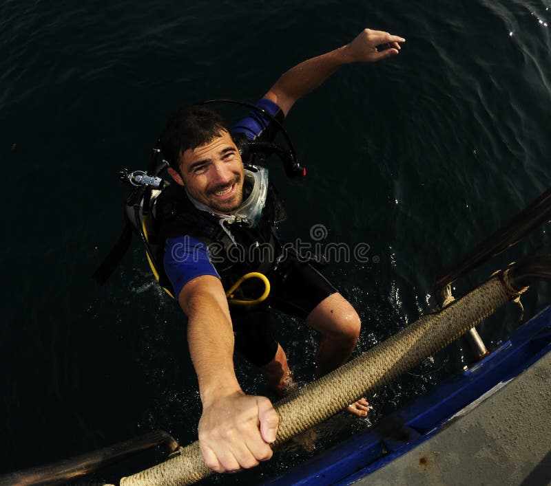 Diver happy after diving stock photo. Image of single - 12880528